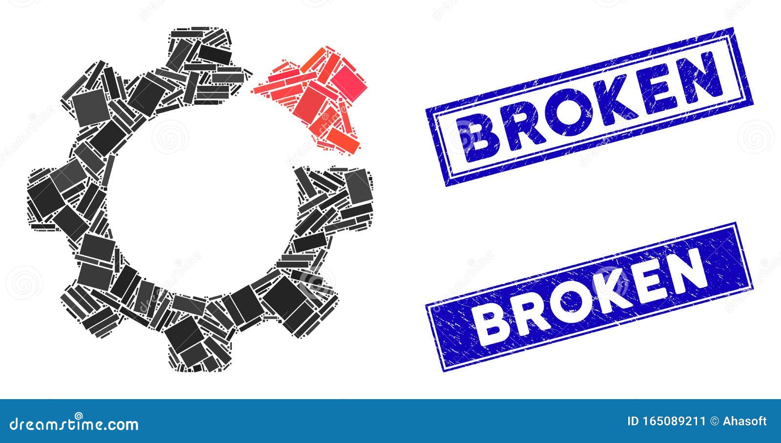 Broken Gear Mosaic and Grunge Rectangle Broken Seals Stock Illustration ...