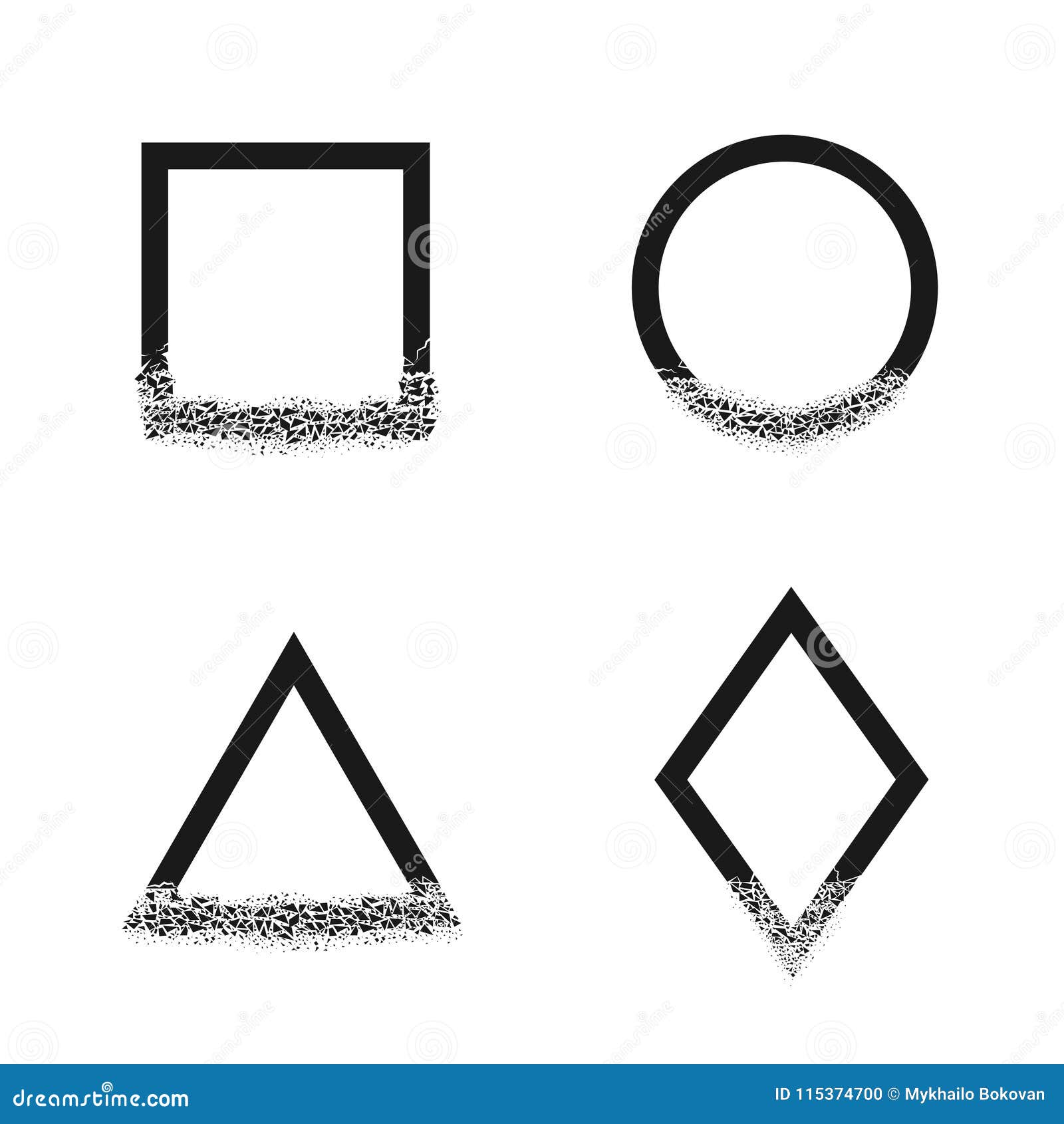 Broken geometric shapes stock vector. Illustration of symbol - 115374700