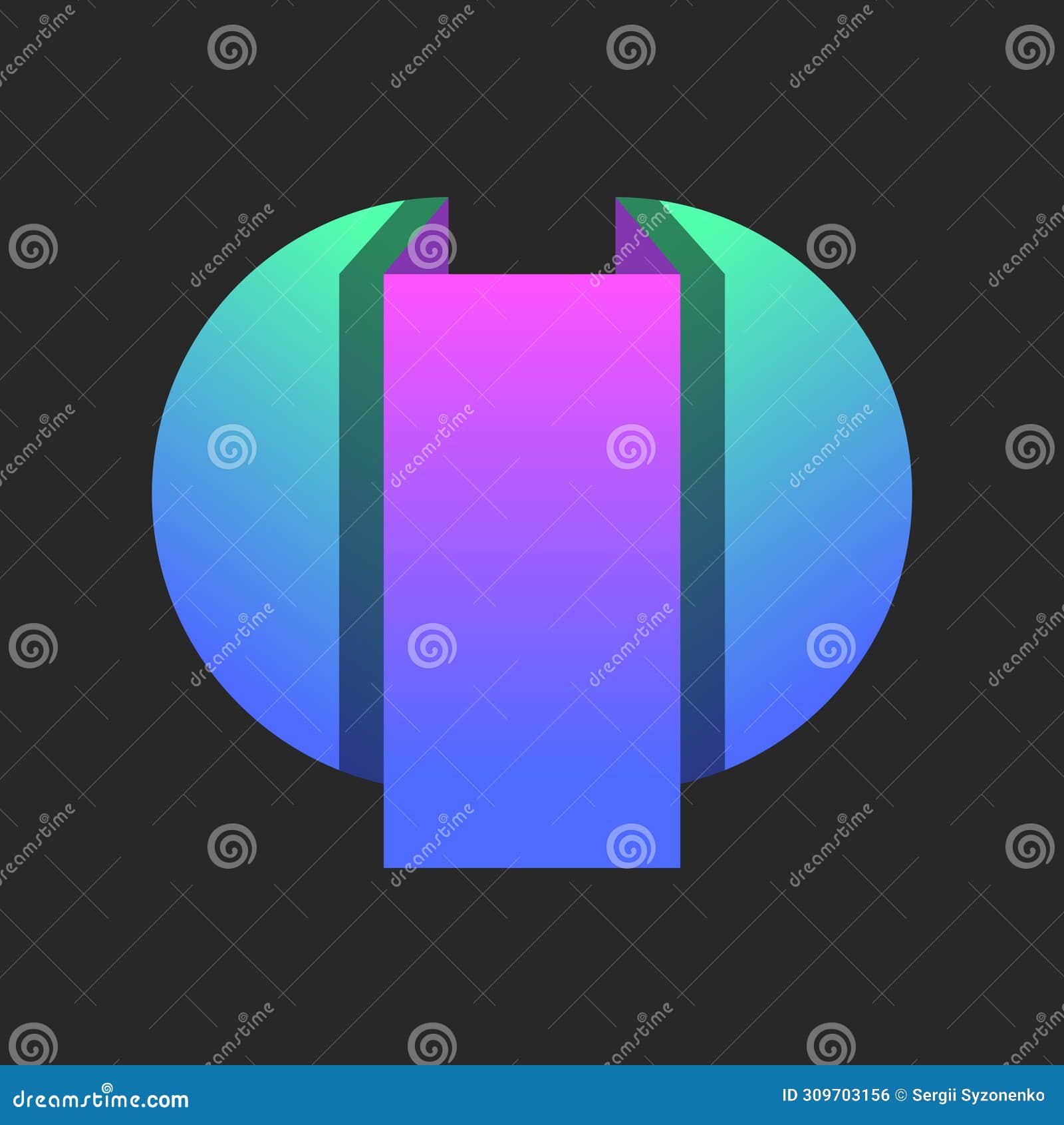 Broken Geometric Shapes Vibrant Logo on Two Half Circles and Rectangle ...