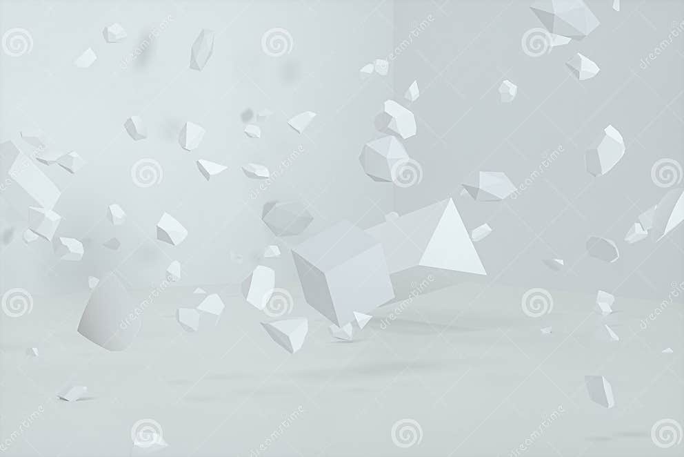 Broken Geometry with White Background, 3d Rendering Stock Illustration ...