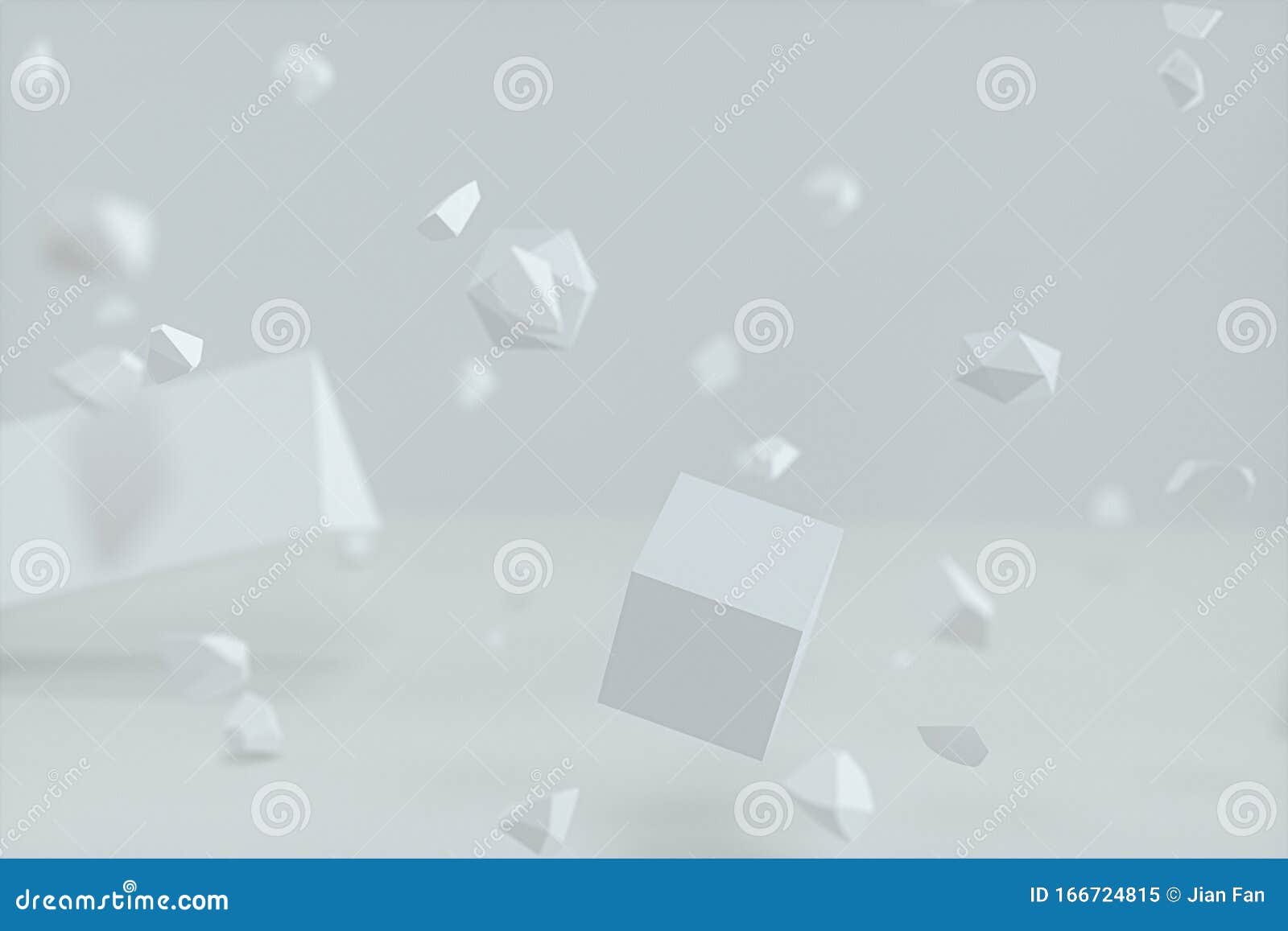 Broken Geometry with White Background, 3d Rendering Stock Illustration ...