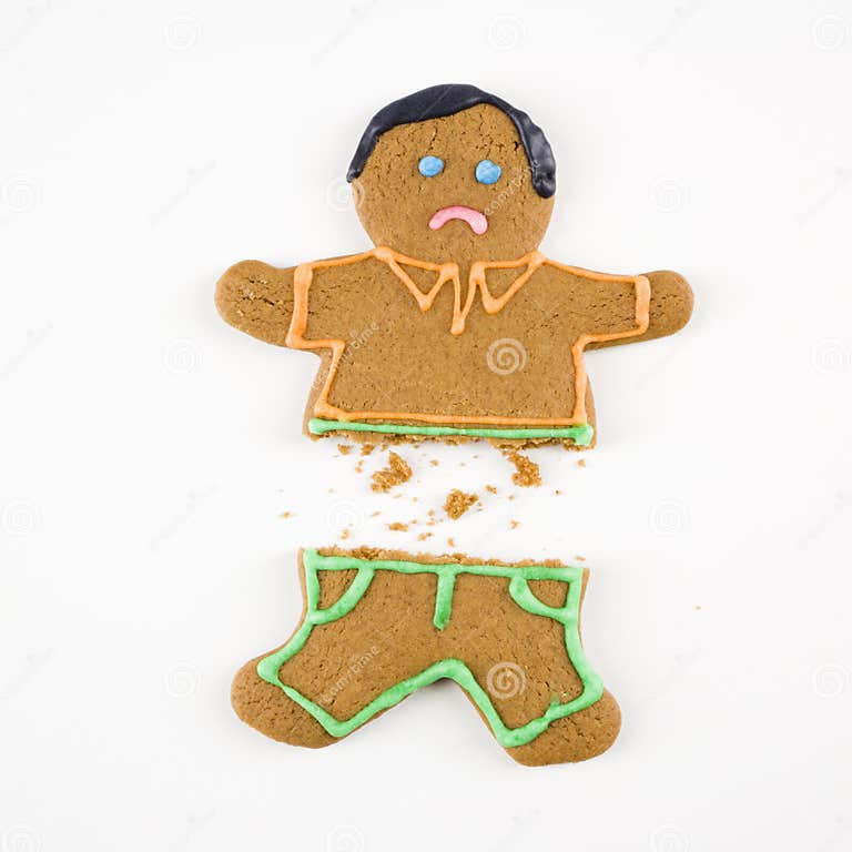 Broken gingerbread man. stock photo. Image of piping, dysfunctional ...