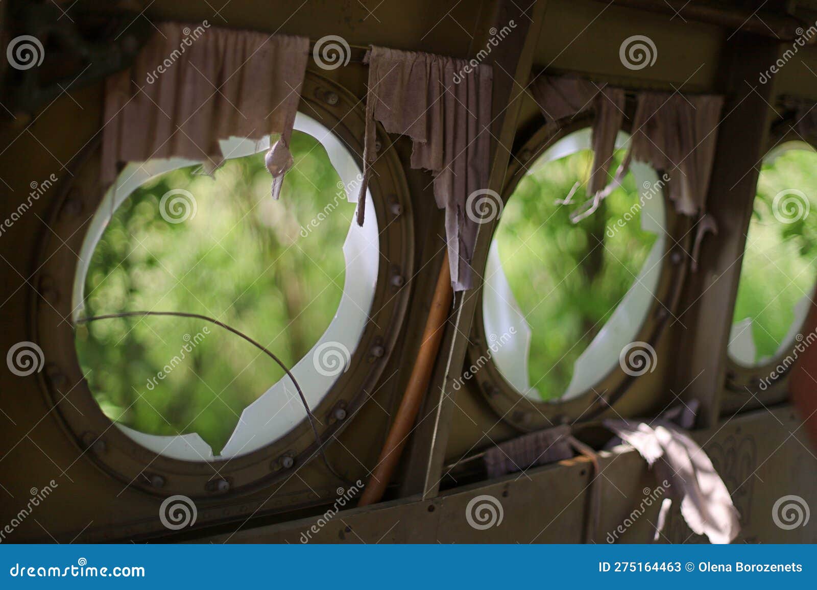 Broken Glass of an Abandoned Rusty Military Plane. the View from the ...