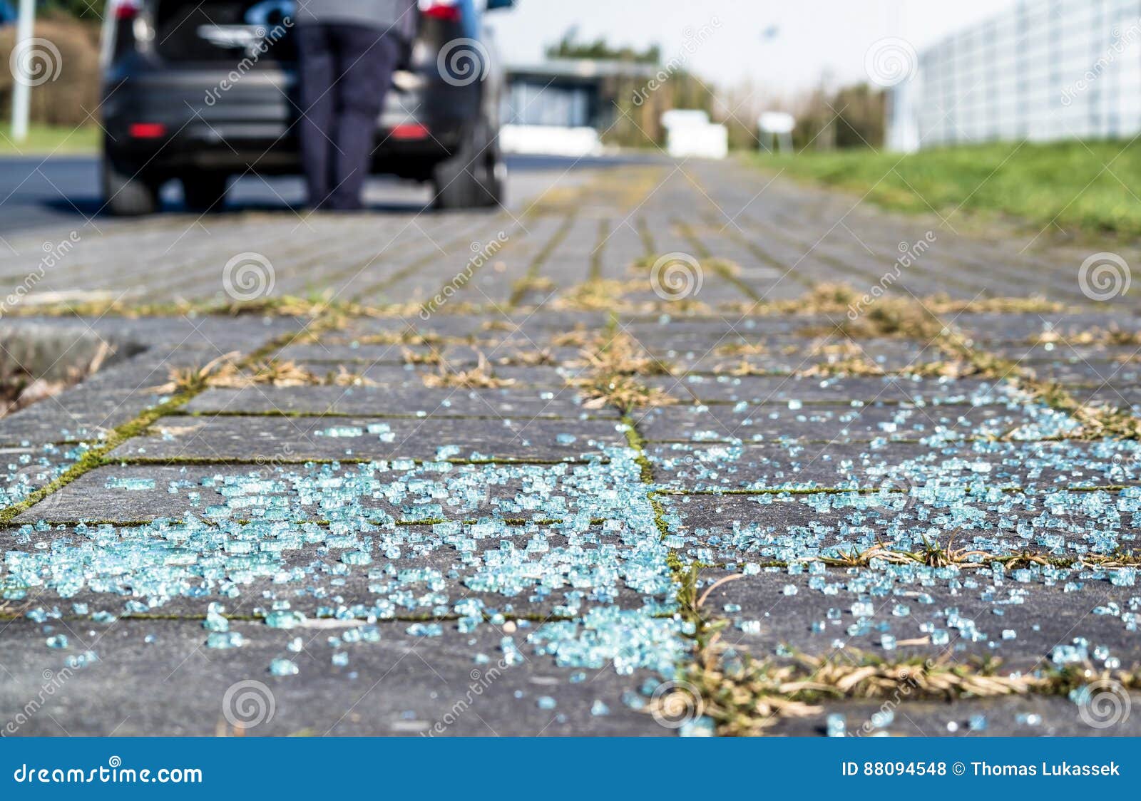 Broken Glass on the Asphalt Stock Photo - Image of asphalt, crash: 88094548