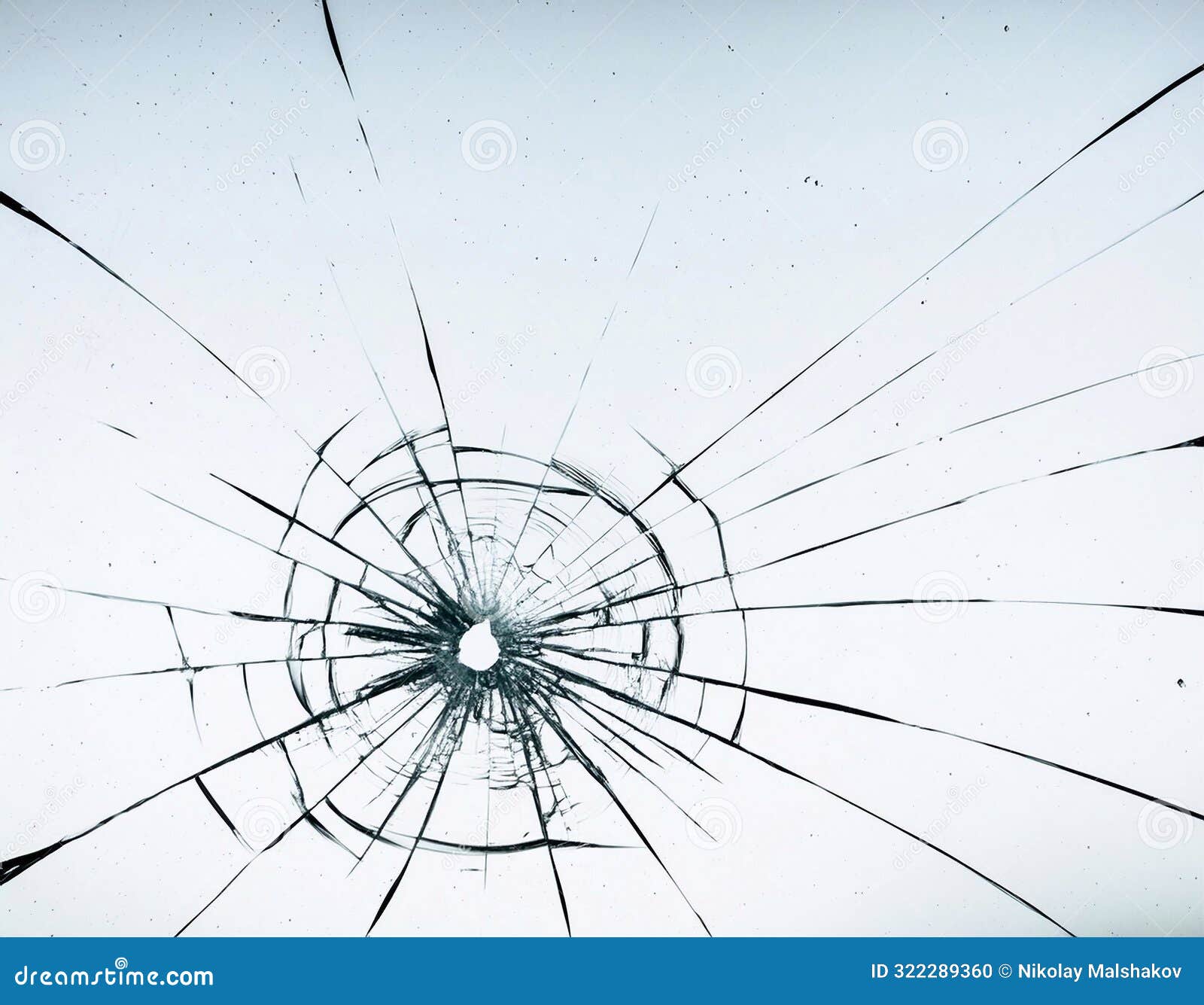 Broken Glass with a Bullet Hole in the Center, Creating a Web of Cracks ...