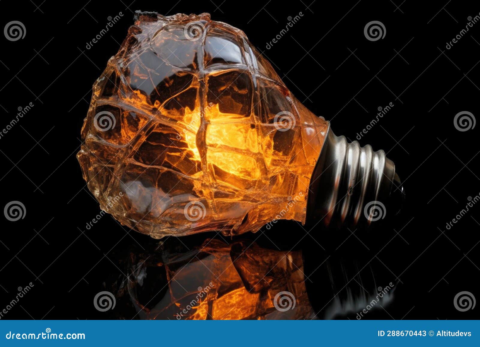 Broken Glass of a Burnt-out Lightbulb Stock Image - Image of generative ...