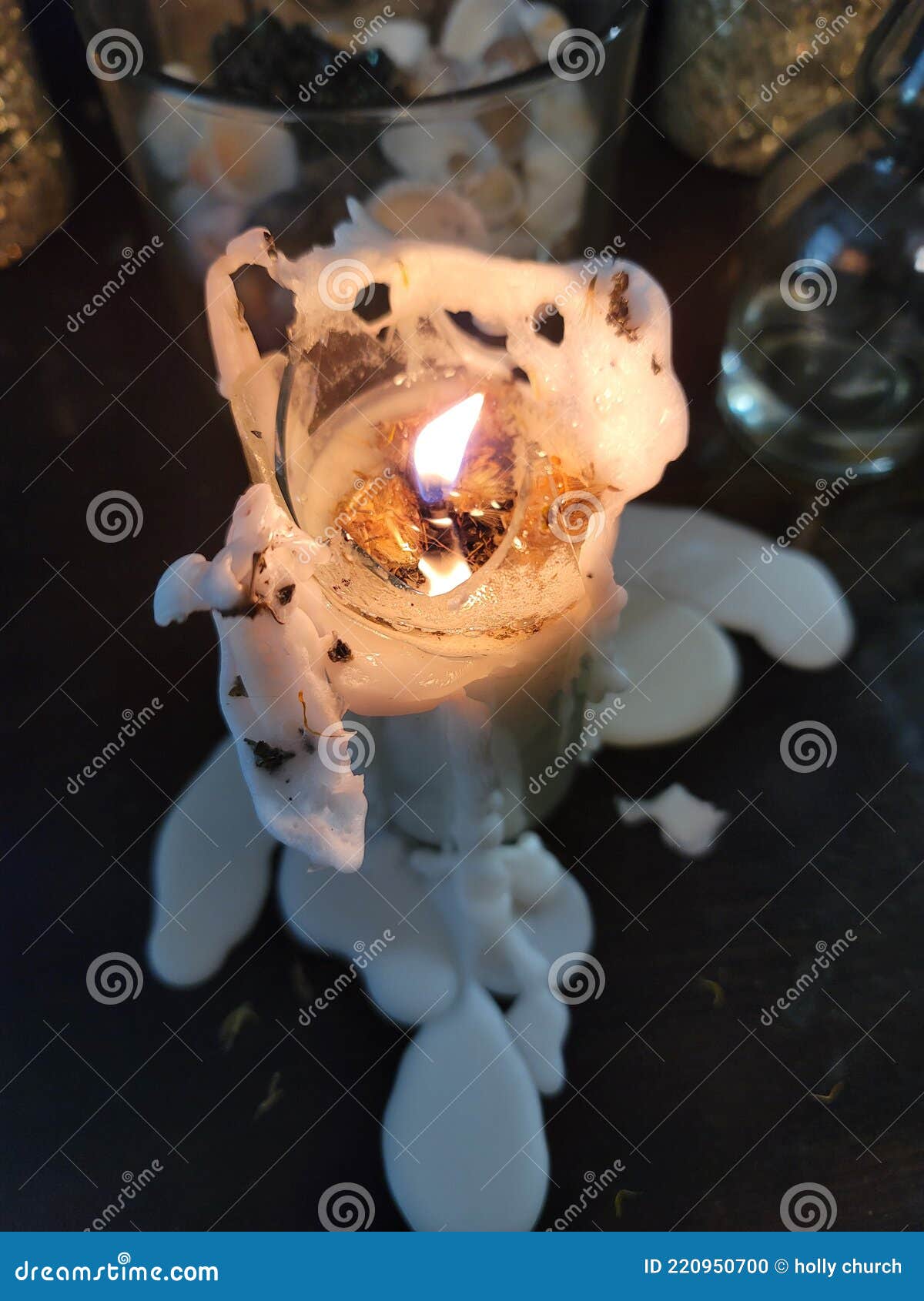 Broken Glass Candle Wax Art Fire Flame Magick Witchcraft Stock Photo ...