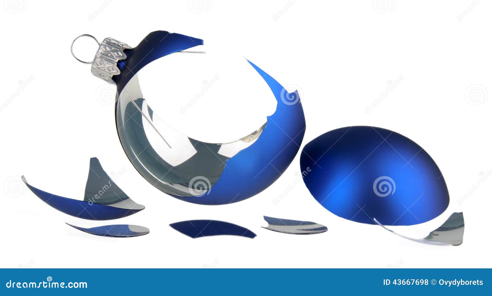 Broken Glass Christmas Ball Isolated on White Stock Photo - Image of ...