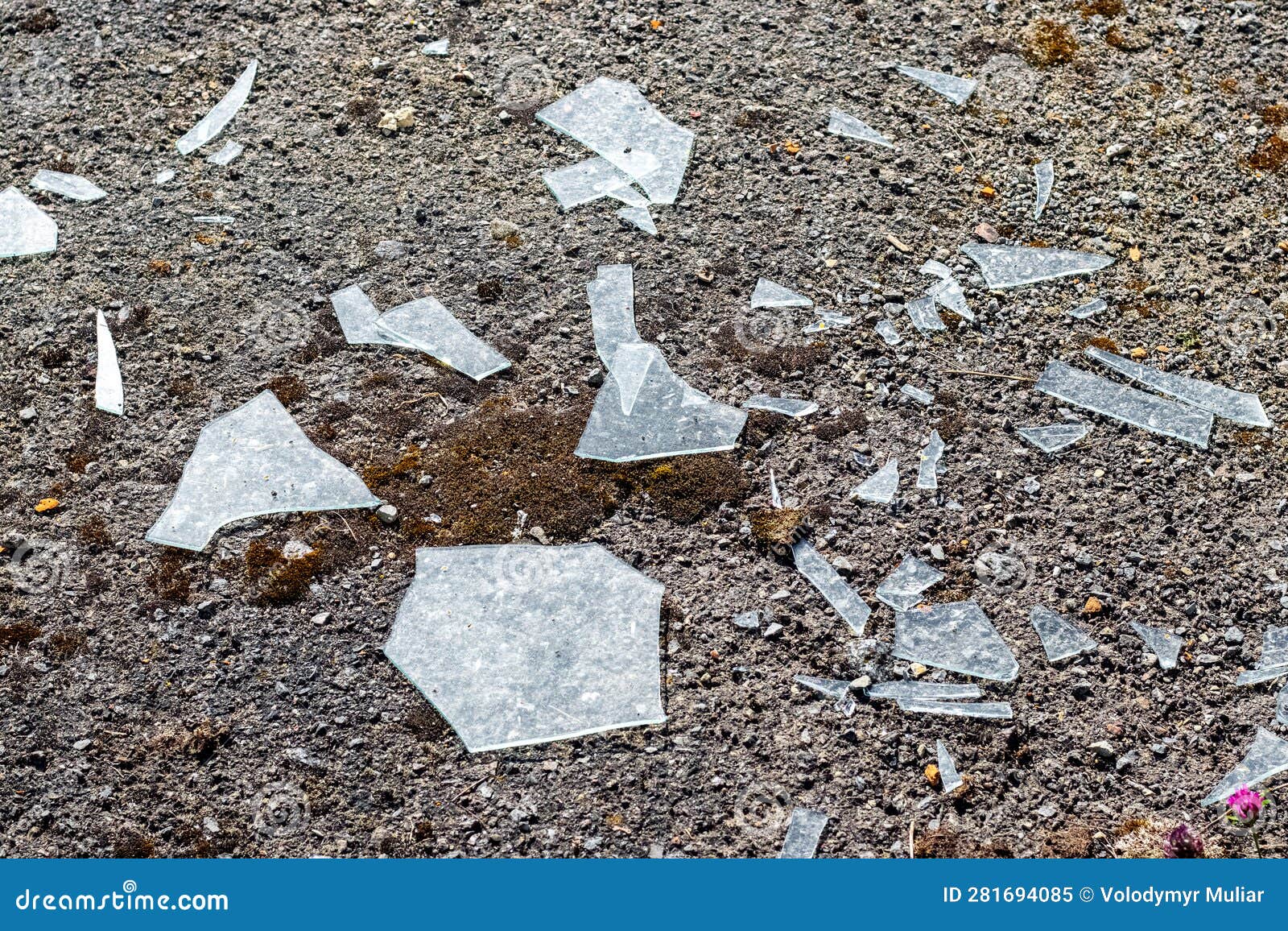 Broken Glass on Concrete As a Result of Hooliganism, War or Accident ...