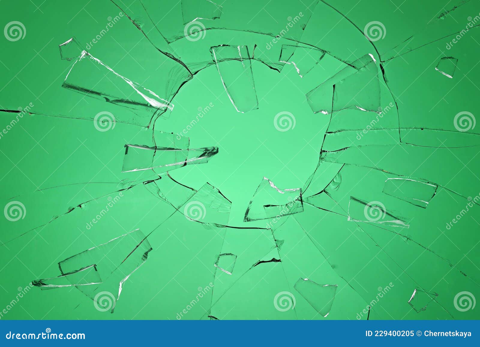 Broken Glass with Cracks on Green Background Stock Illustration ...