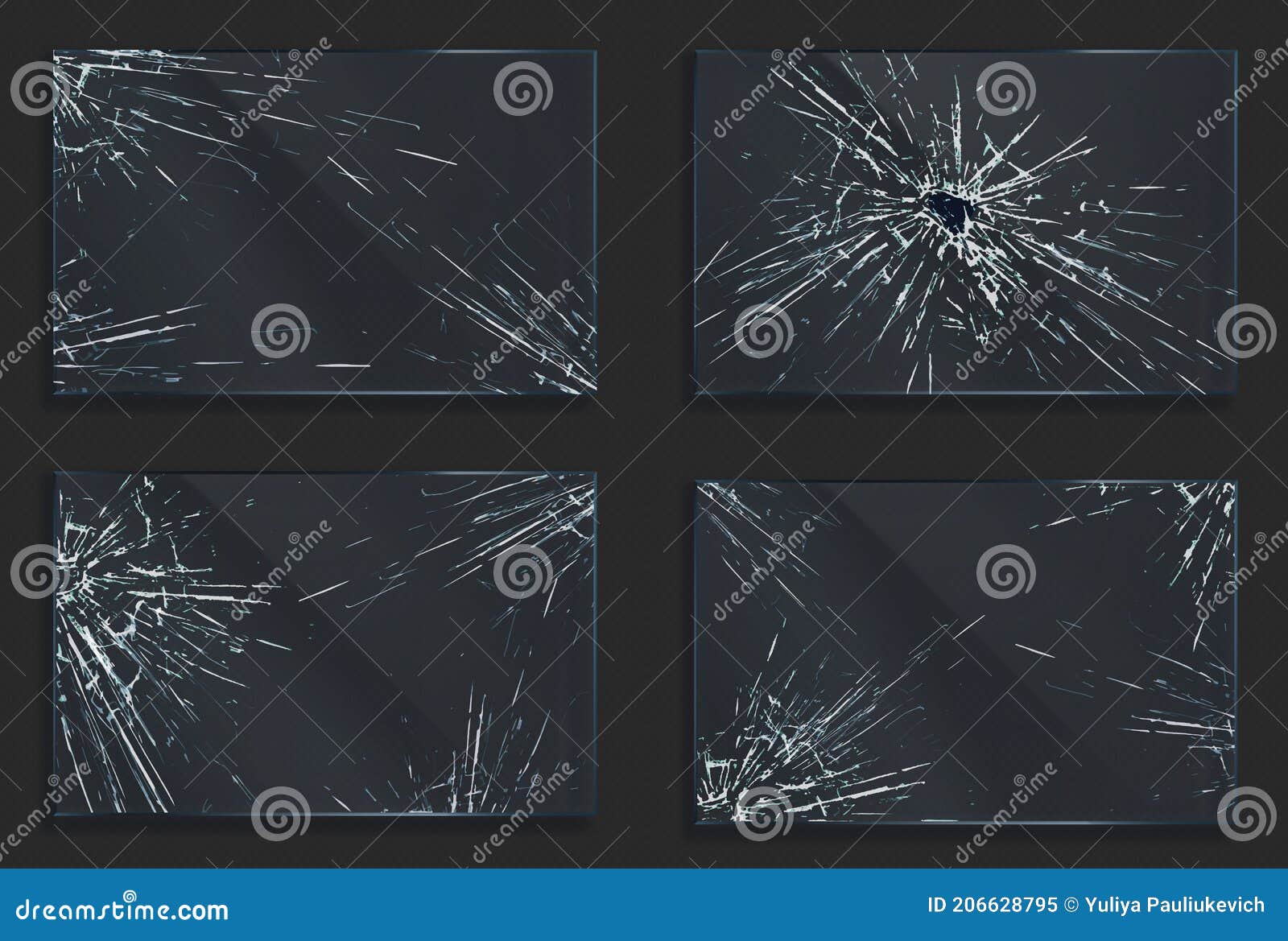 Broken Glass with Cracks and Hole from Impact Stock Image - Image of ...