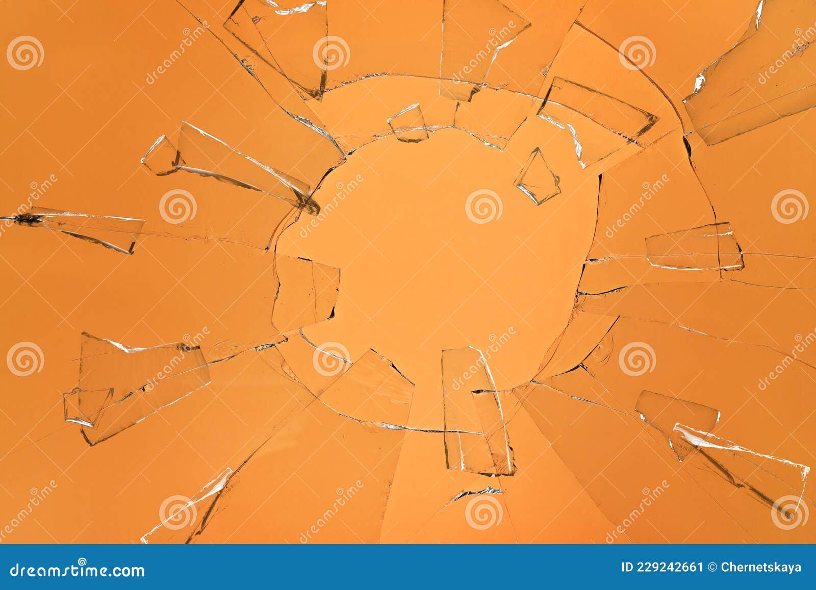Broken Glass with Cracks on Orange Background Stock Illustration ...