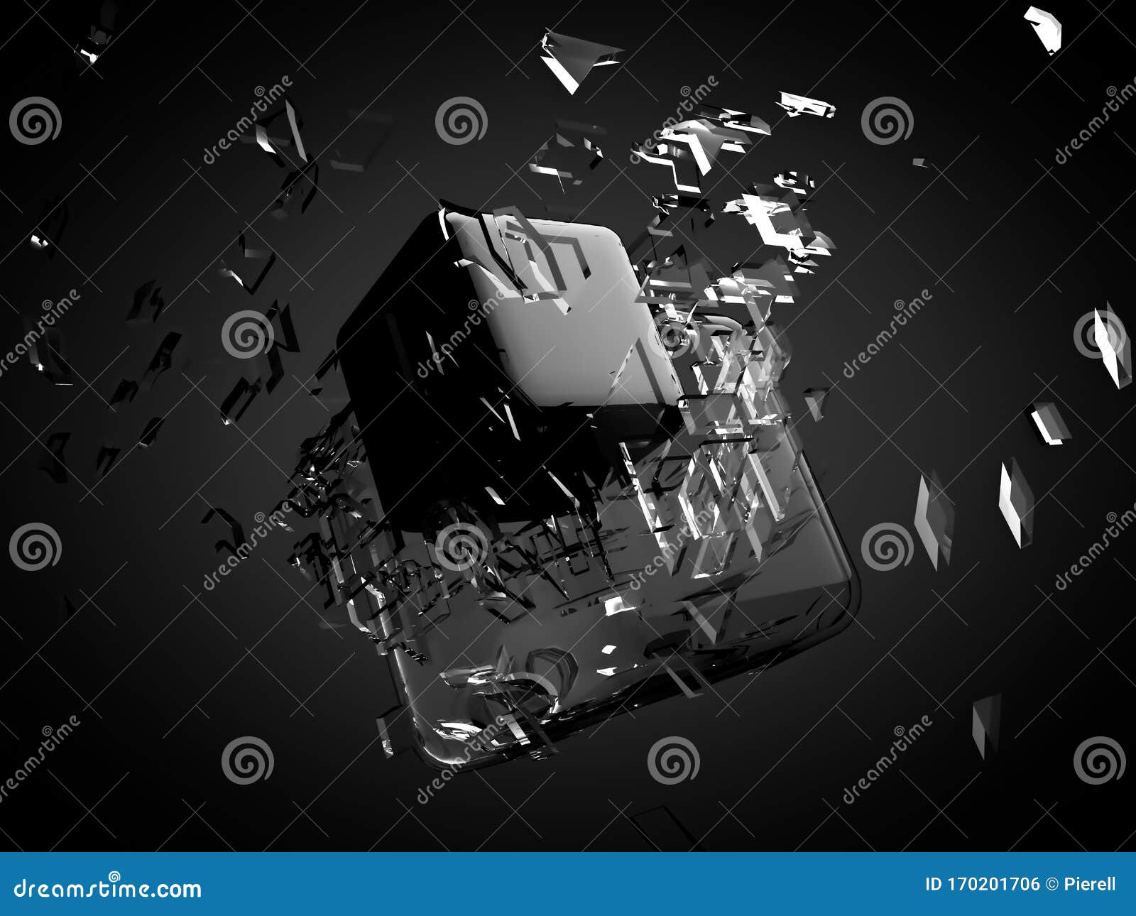 Broken Glass Cube. 3d Illustration, 3d Rendering Stock Illustration ...