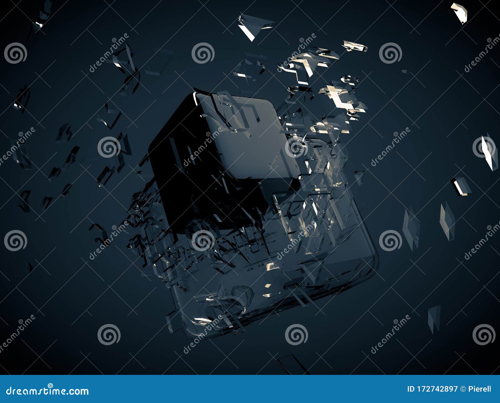 Broken Glass Cube. 3d Illustration, 3d Rendering Stock Illustration ...