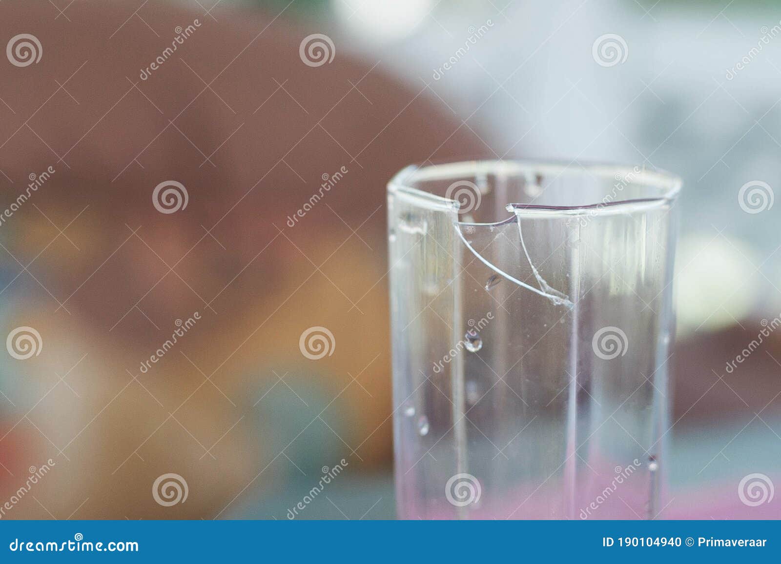 Broken Glass Cup Close Up, Part of the Glass is Bitten Off Stock Photo ...
