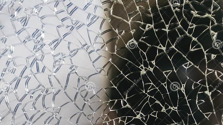 Broken Glass in a Double-glazed Window Stock Image - Image of ...