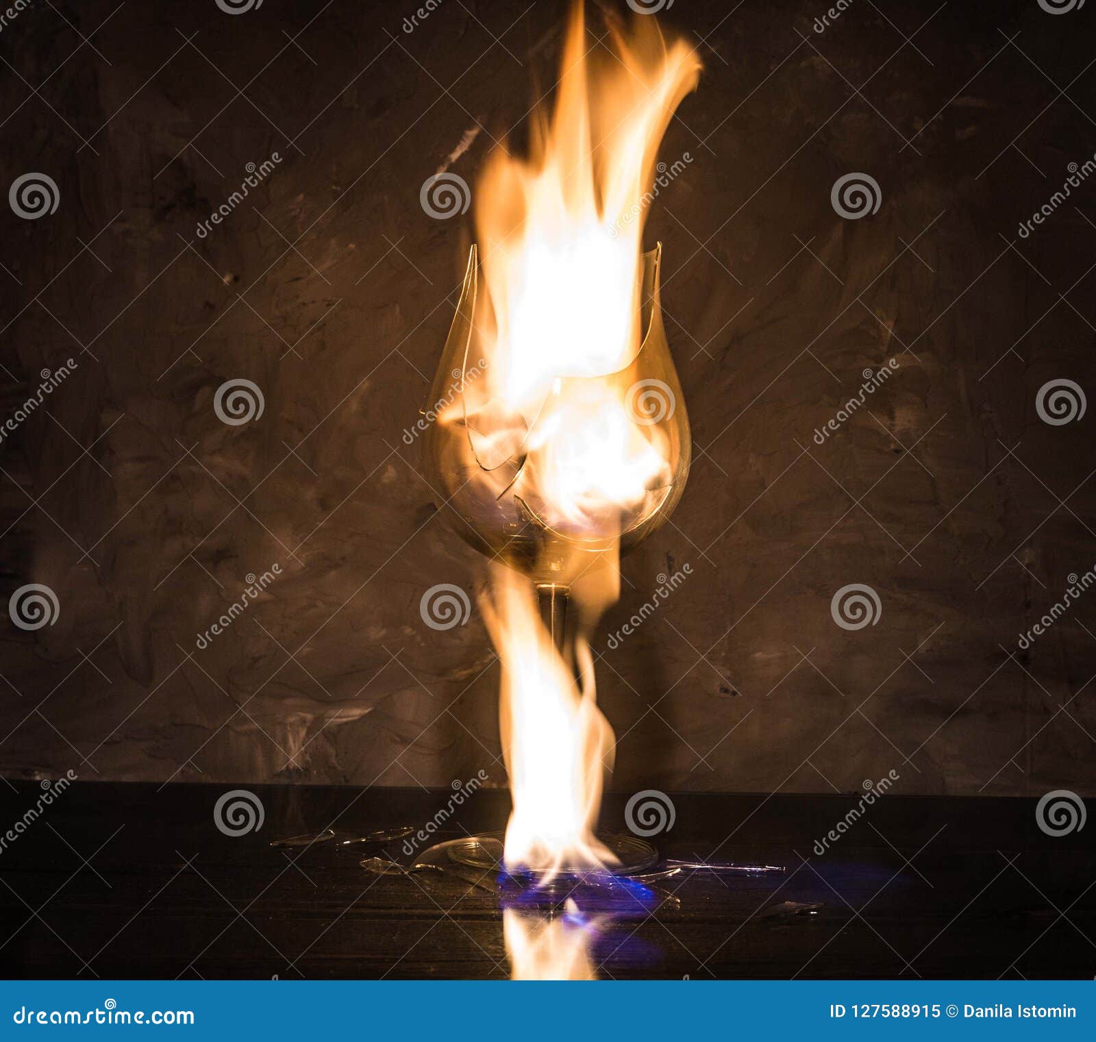 Broken Glass on Fire on Textured Background Stock Image - Image of bulb ...