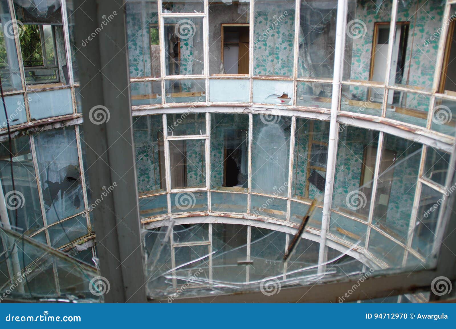 Broken Glass in Forgotten Building Stock Photo - Image of office ...