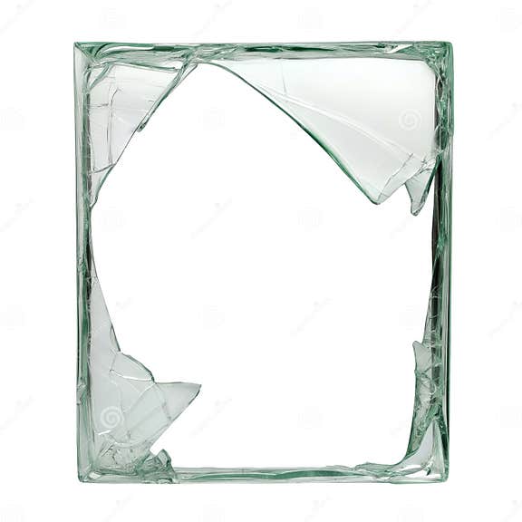 Broken Glass Frame with Sharp Edges Isolated on White Background Stock ...