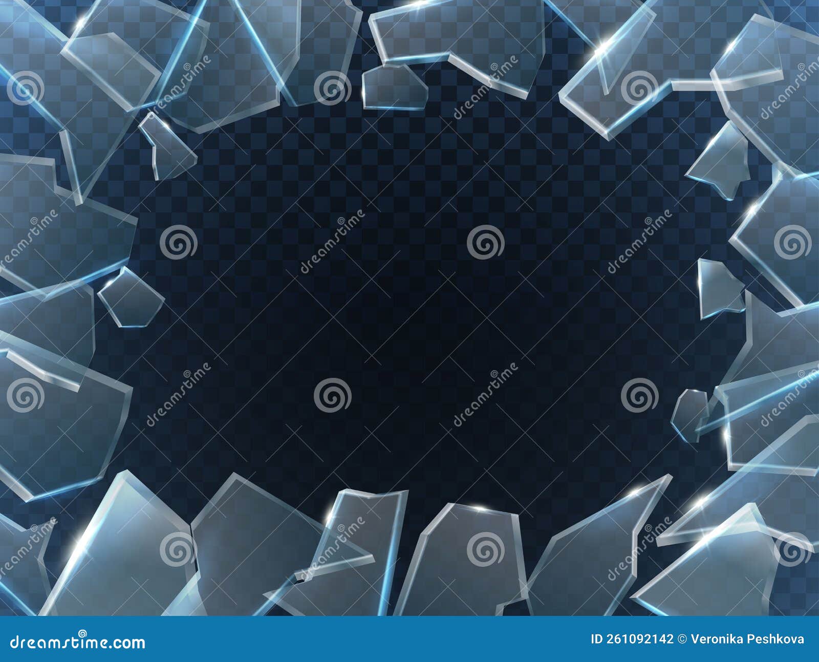 Realistic Broken Glass Frame on Transparent Background. Stock Vector ...