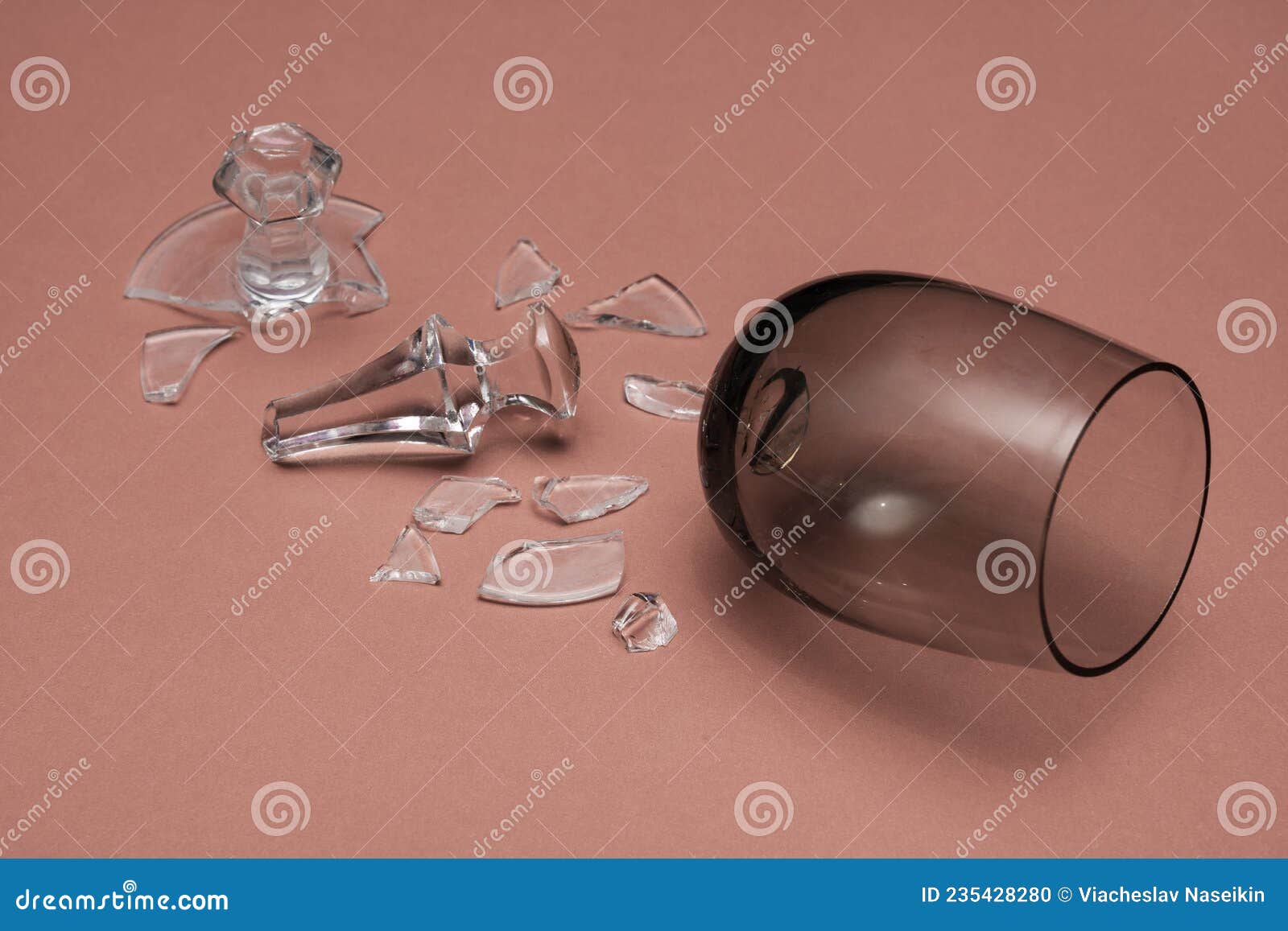 A Broken Glass Goblet Lies on the Table. Stock Photo - Image of wine ...