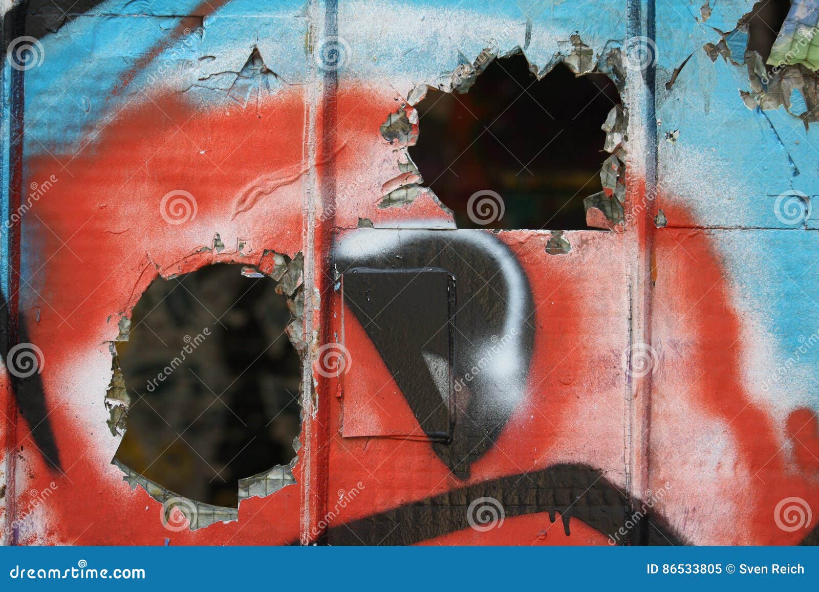 Broken glass with graffiti stock image. Image of detail - 86533805