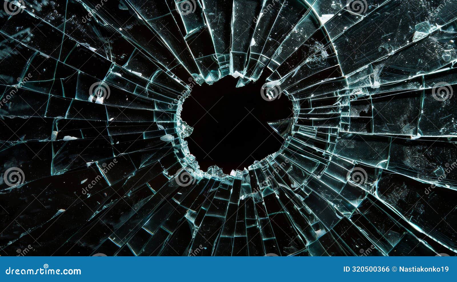 Broken Glass with a Hole in the Center Stock Photo - Image of pane ...