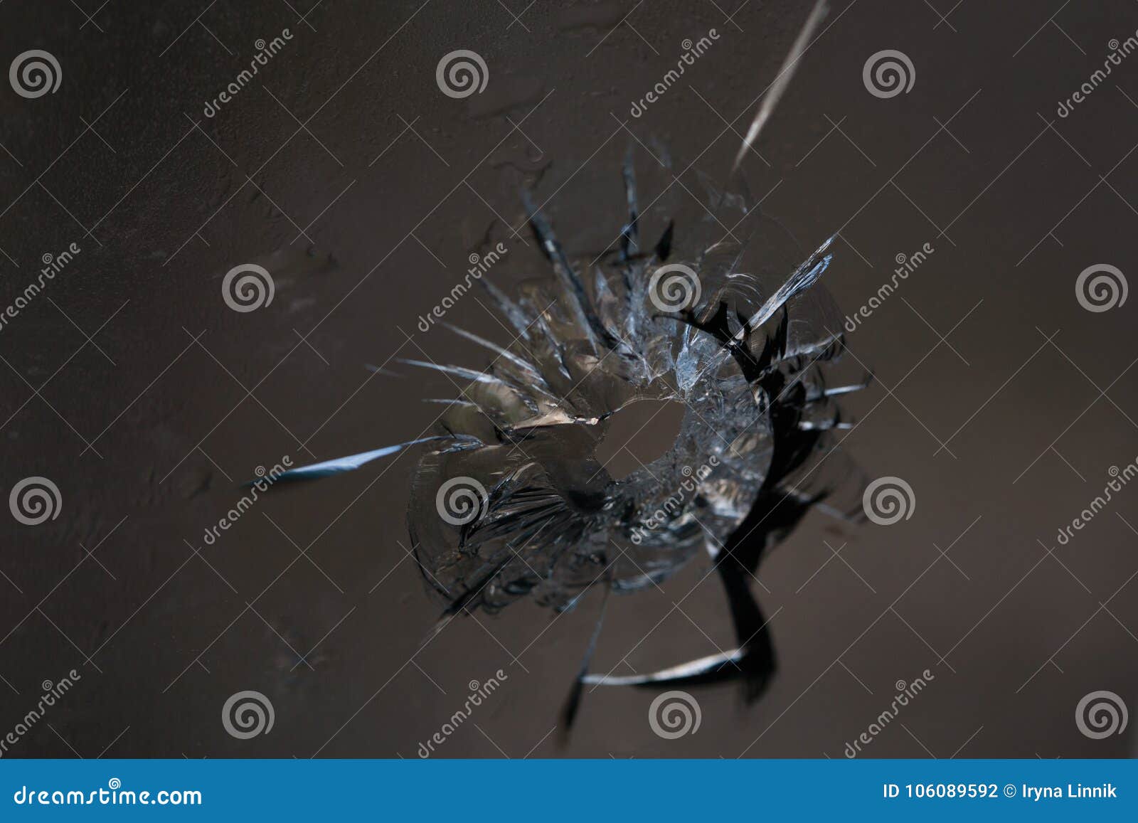 Broken Glass. Hole, Cracks in the Window from the Fragment of the ...