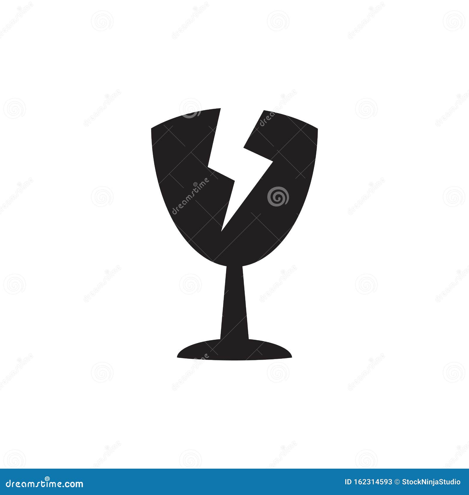 Broken Glass Icon in Flat Style Vector for Apps, UI, Websites. Black ...