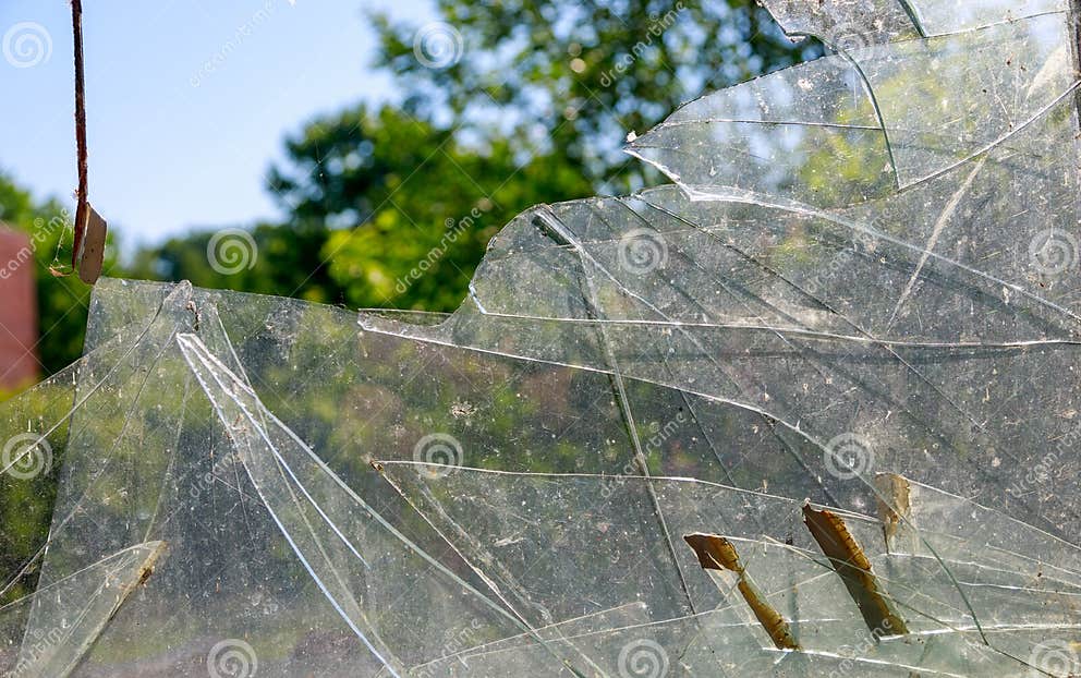 Broken Glass Inside a Building, Sunny Day Stock Image - Image of ...