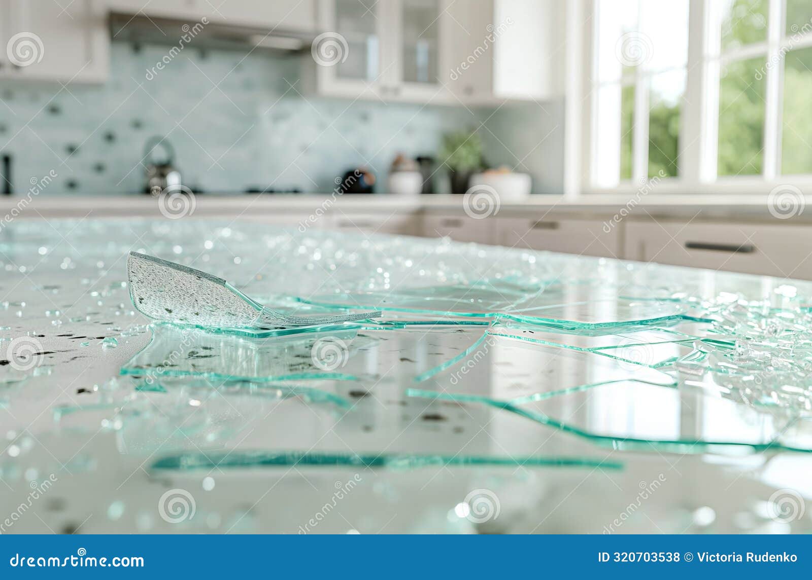 Broken Glass on Kitchen Counter Stock Photo - Image of kitchenware ...