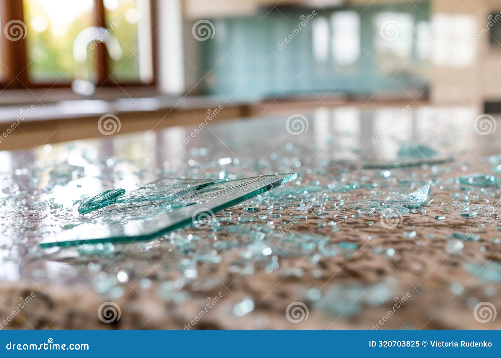 Broken Glass on Kitchen Counter Stock Image - Image of accident ...