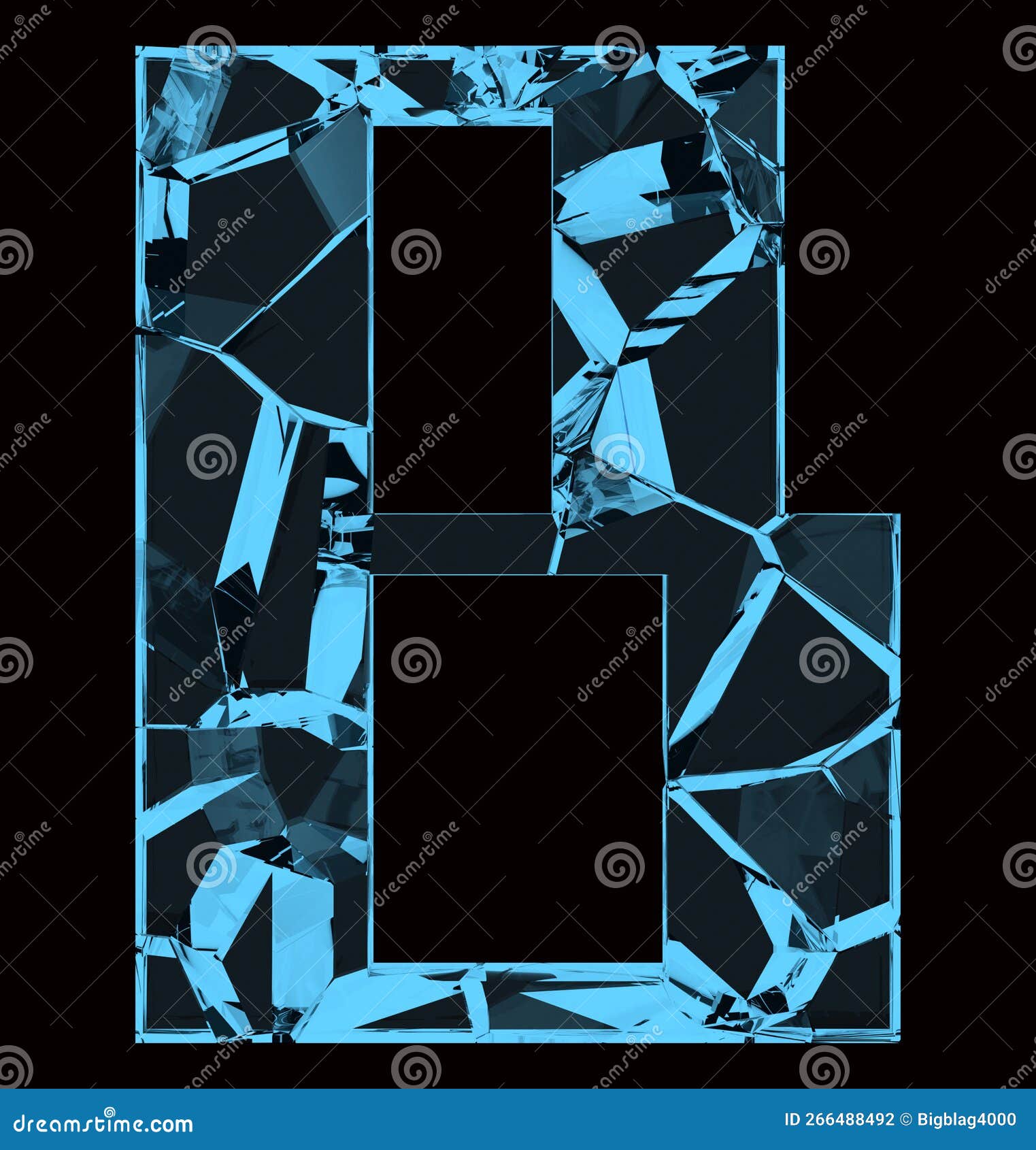 Broken Glass Letter on Black Background.3D Rendered Illustration. Stock ...