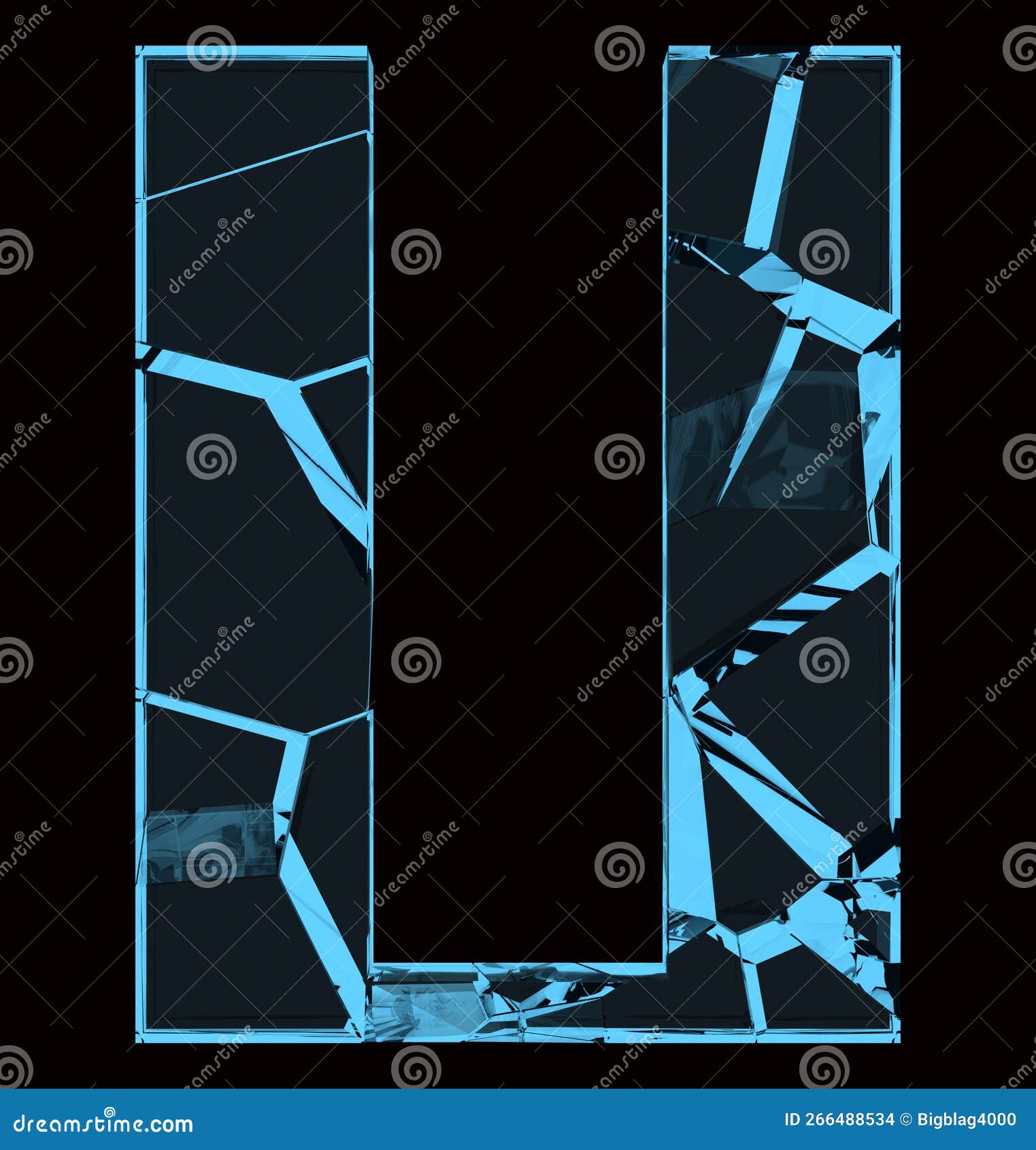 Broken Glass Letter on Black Background.3D Rendered Illustration. Stock ...