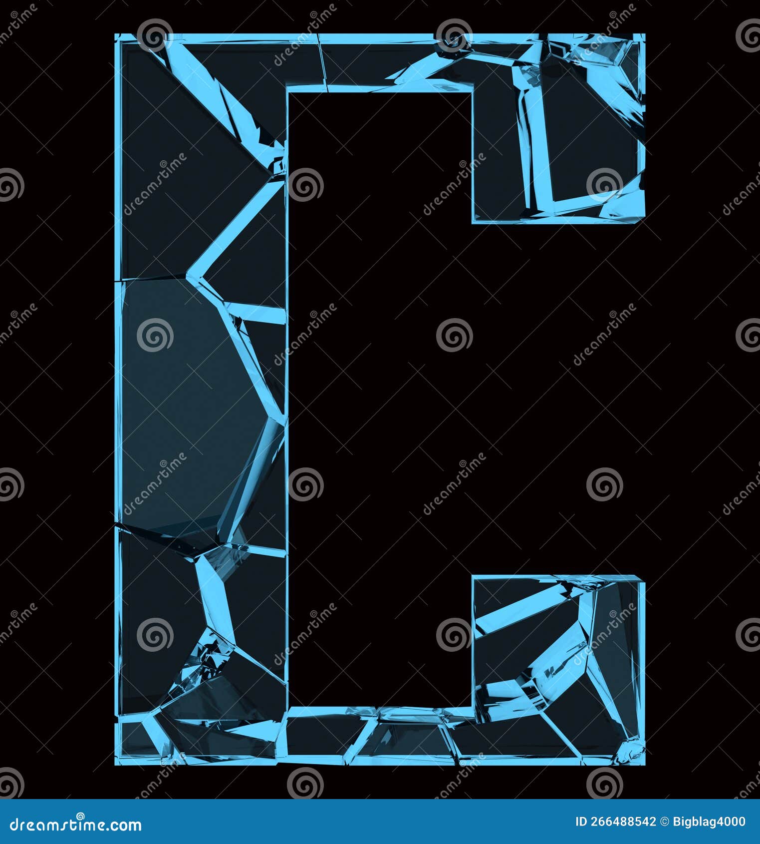 Broken Glass Letter on Black Background.3D Rendered Illustration. Stock ...