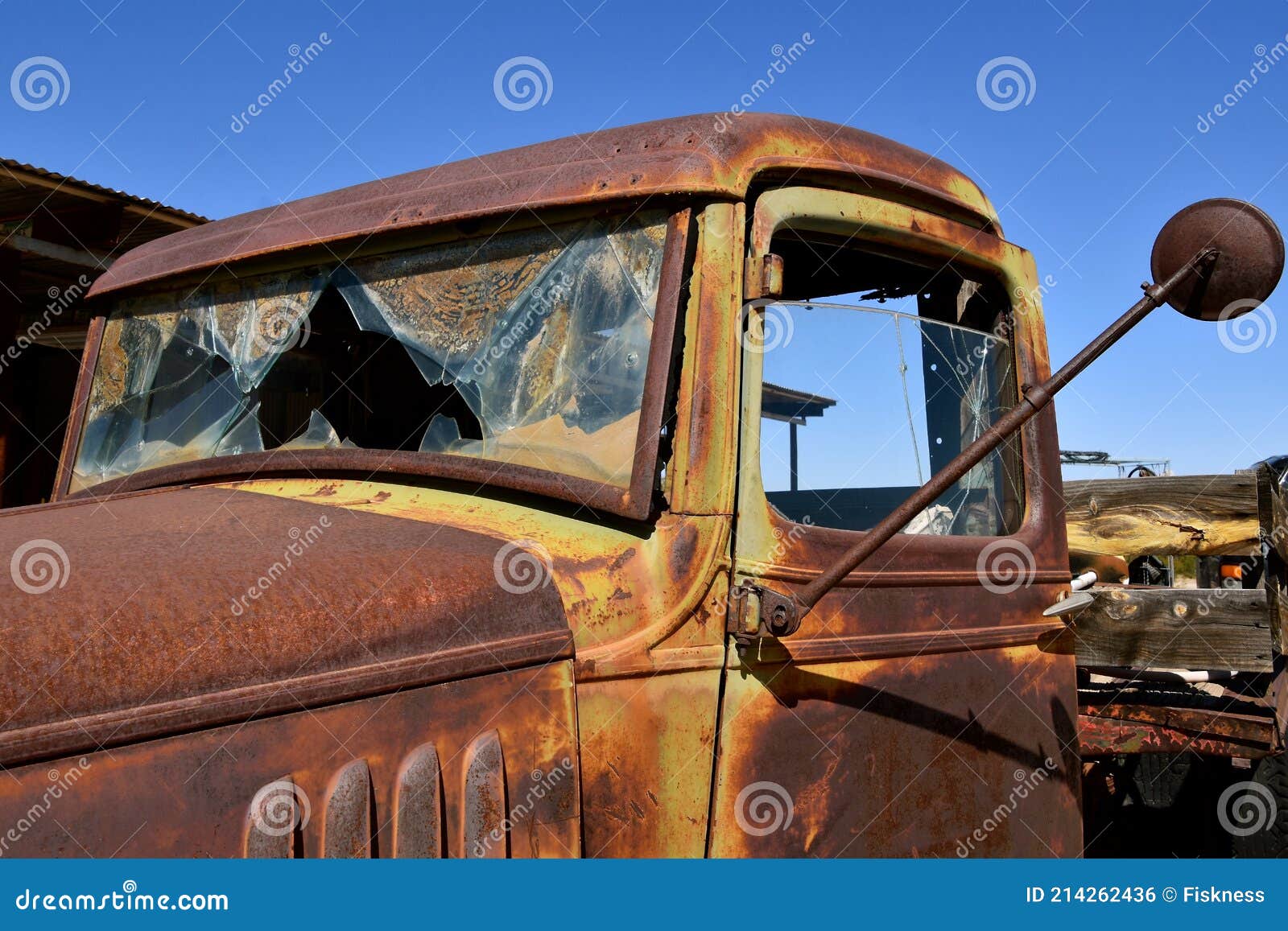 Broken Glass on an Old Truck Windshield Stock Photo - Image of morrow ...