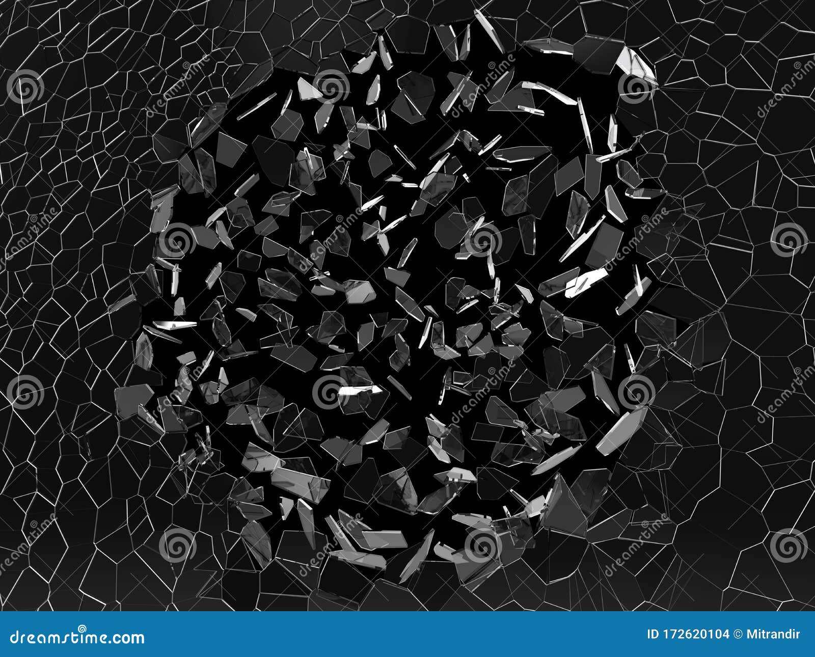 Broken Glass Panel - Closeup Shot Stock Illustration - Illustration of ...