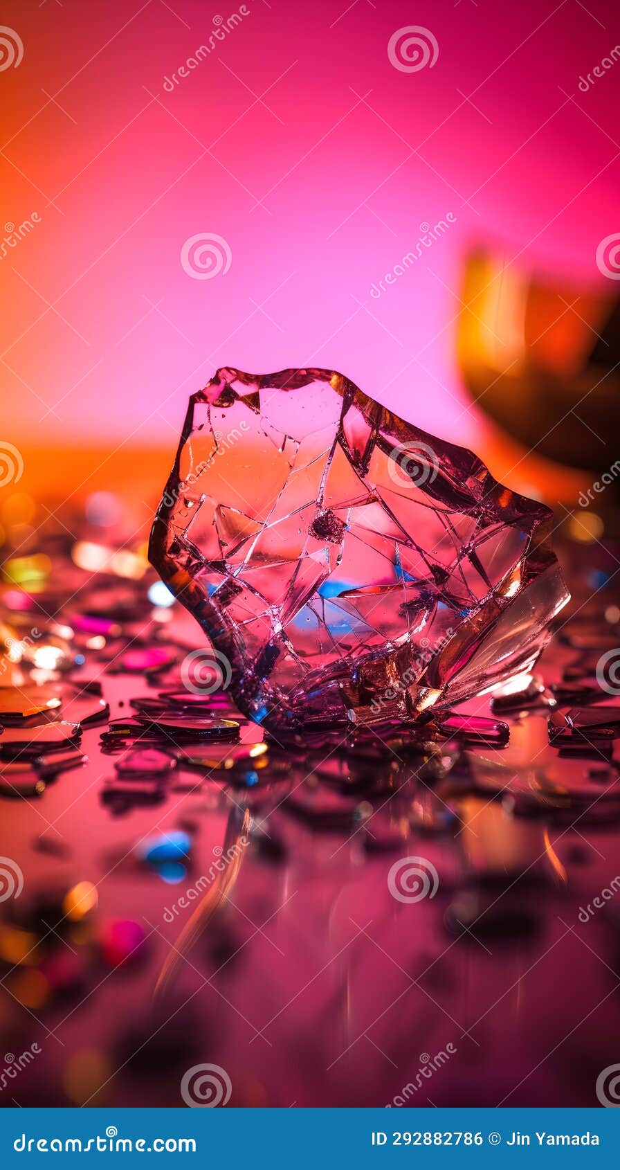 Broken Glass on a Pink Background. Broken Glass on the Table Stock ...