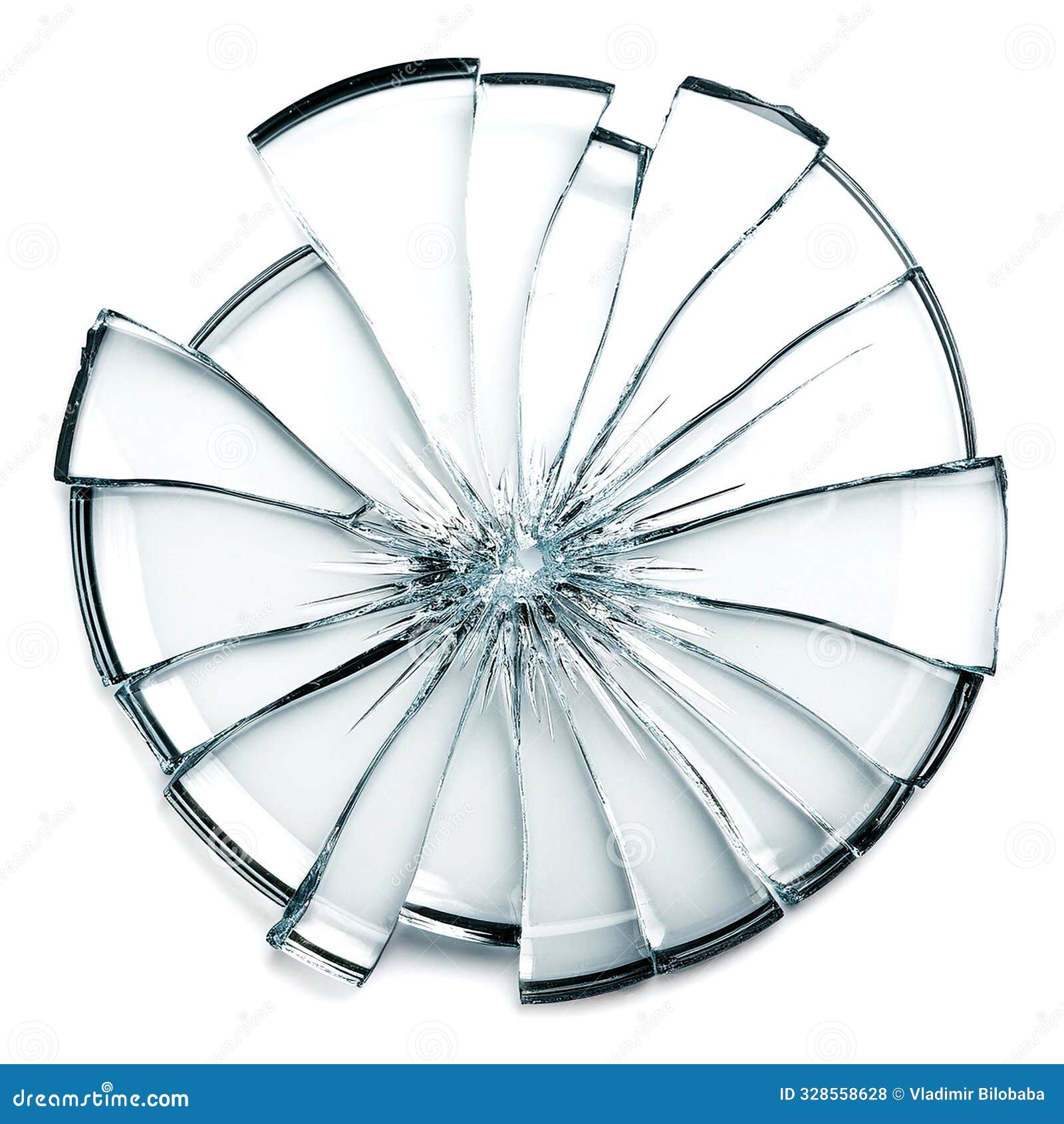 Shattered Glass Plate Displaying Intricate Broken Patterns on White ...
