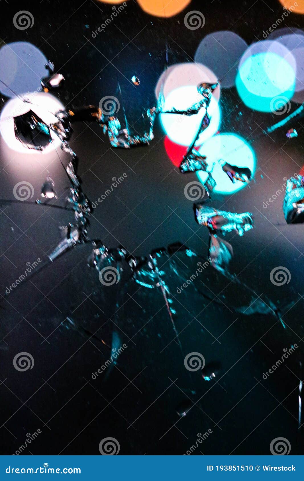 Broken Glass Reflection stock photo. Image of dark, lights - 193851510