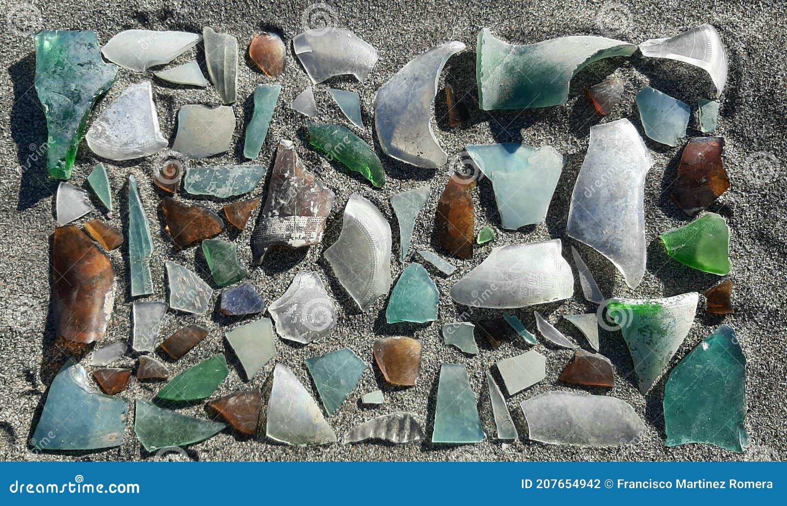 Broken Glass on Sand in Beach, Pieces of Glass Seen from Above ...