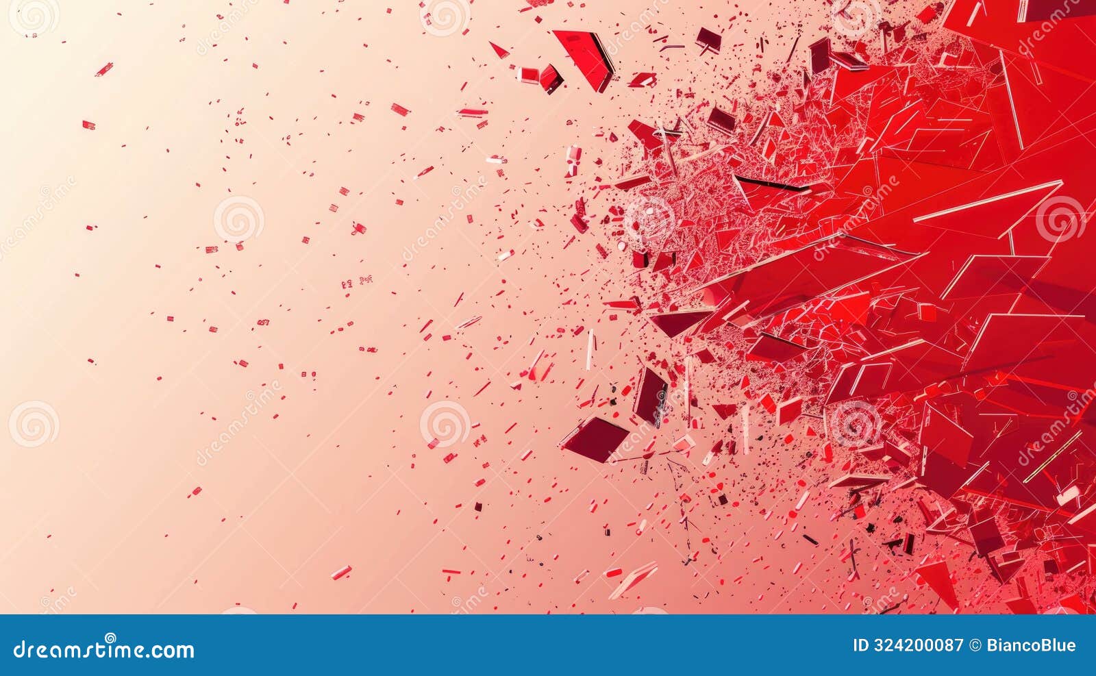 Broken Glass Shards with Light Rays on a Blue Background. Digital Art ...