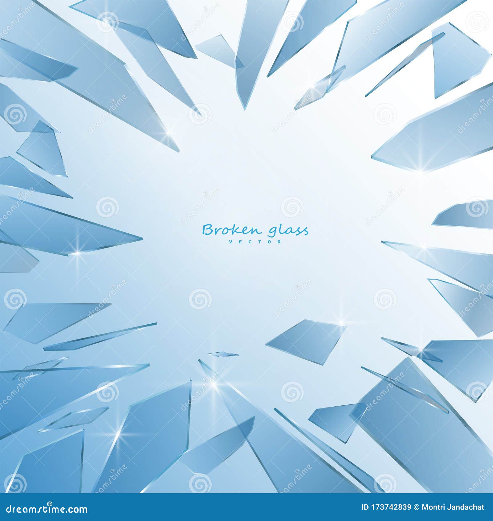 Broken Glass Shards Vector Isolated on White Background Stock ...