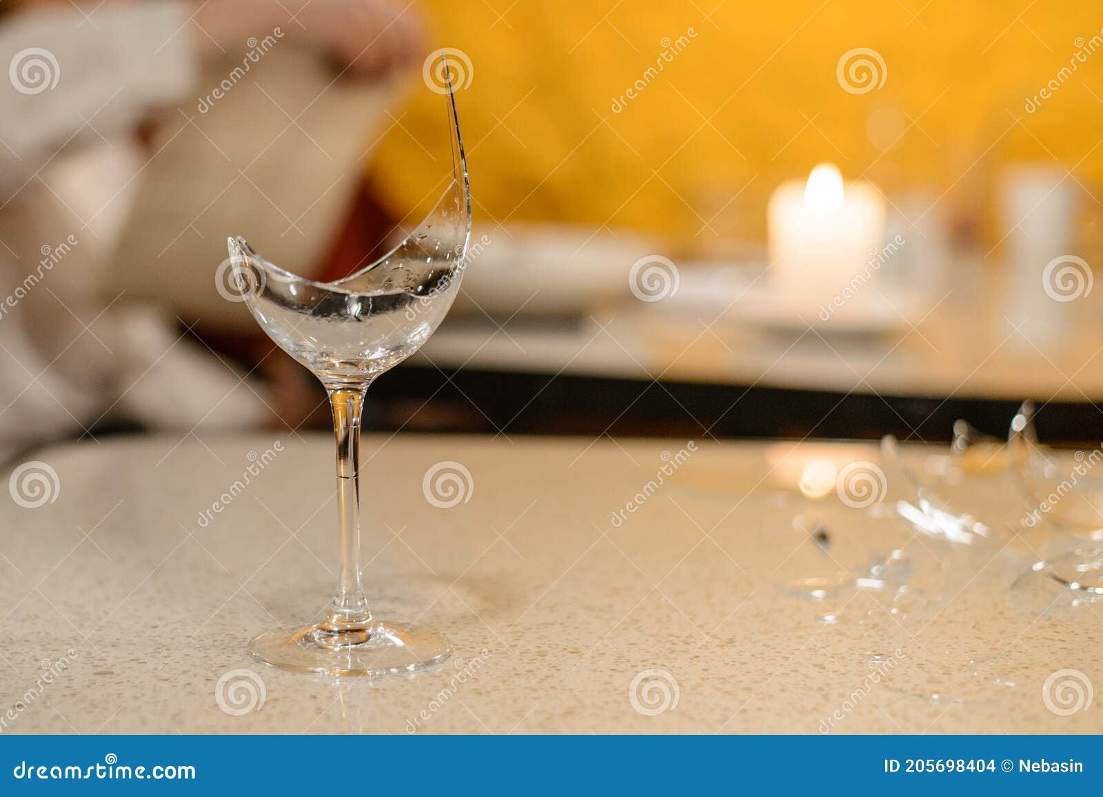 Broken Glass with Sharp Edges on the Table Stock Photo - Image of ...