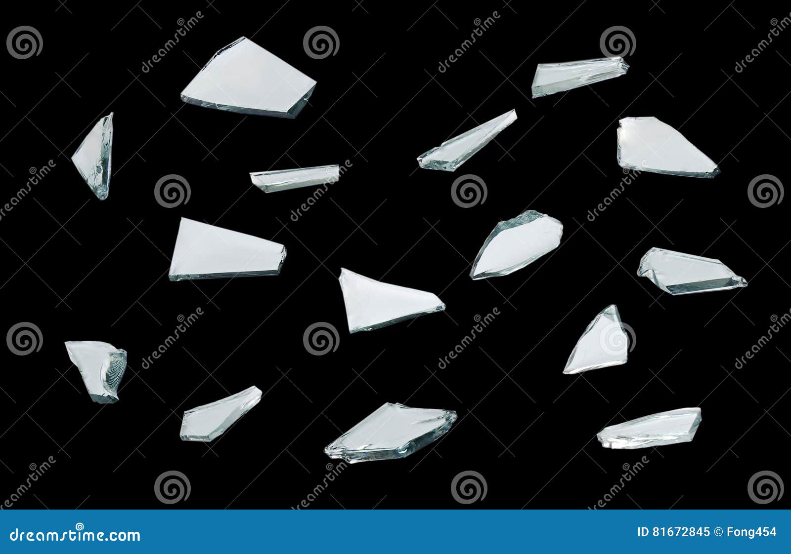 Broken Glass with Sharp Pieces Isolated on Black Background Stock Image ...