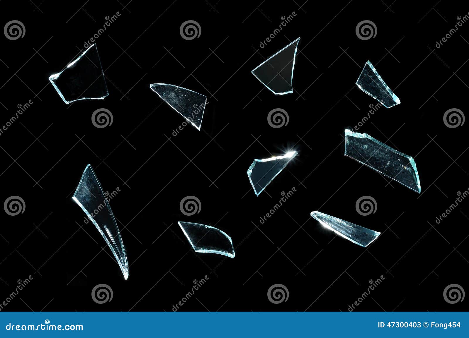 Broken Glass With Sharp Pieces Over Black Stock Photo - Image: 47300403
