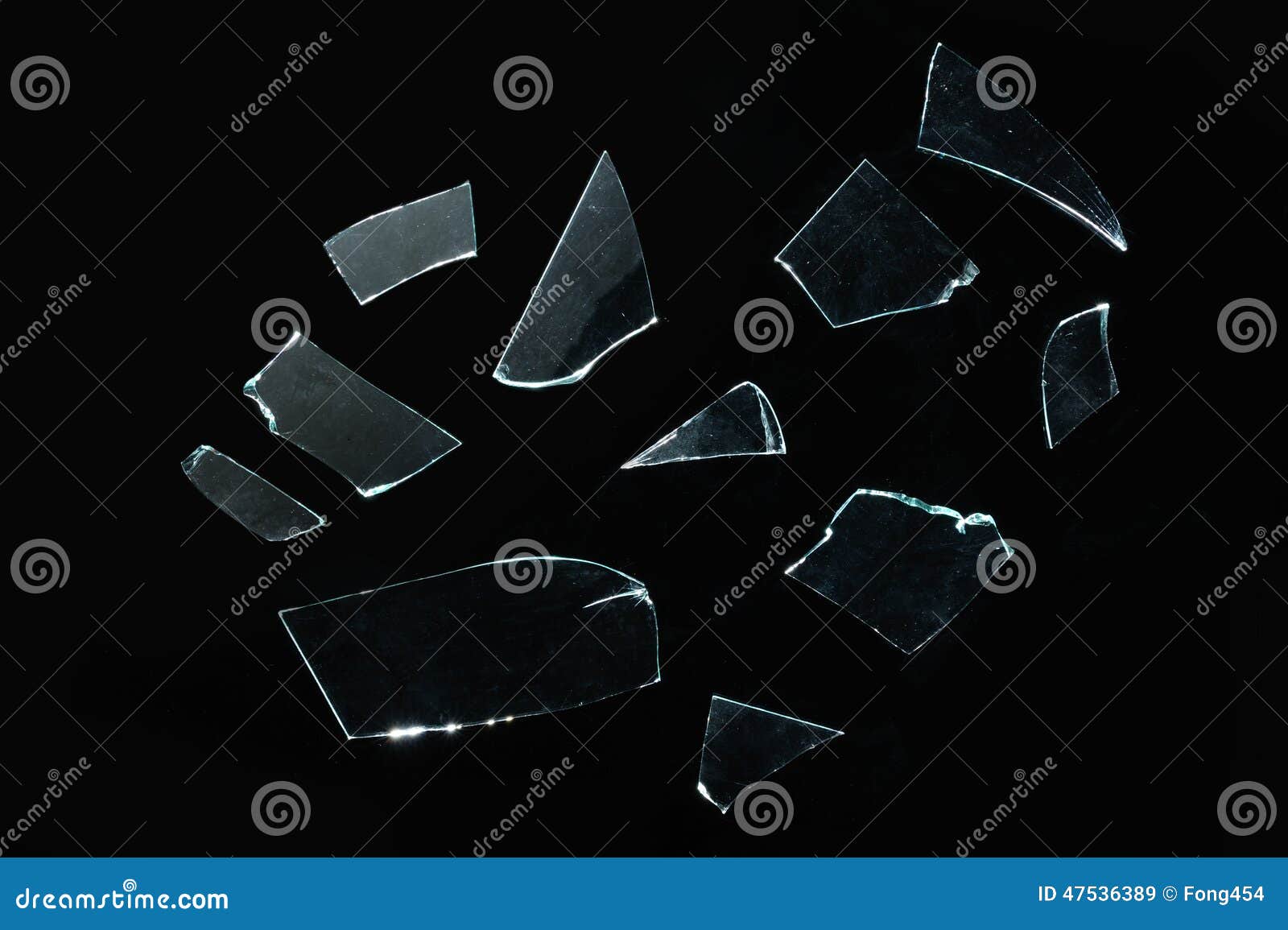 Broken Glass with Sharp Pieces Over Black in Collection Stock Image ...