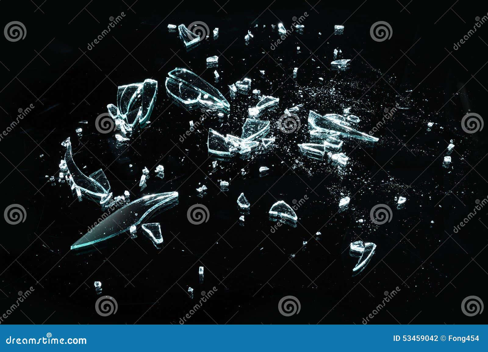 Broken Glass with Sharp Pieces Over Black in Collection Stock Photo ...