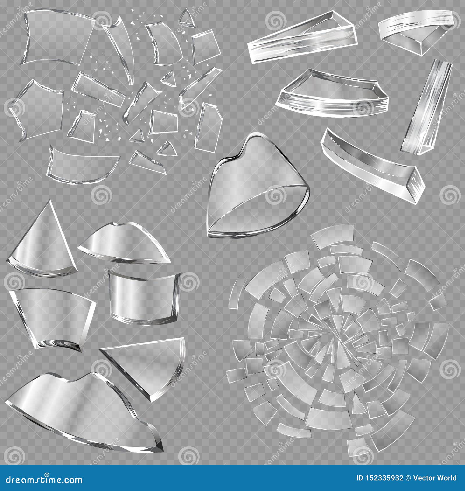 Broken Glass Sharp Pieces Of Window And Realistic Shattered Glassware Or Shattering Debris Of