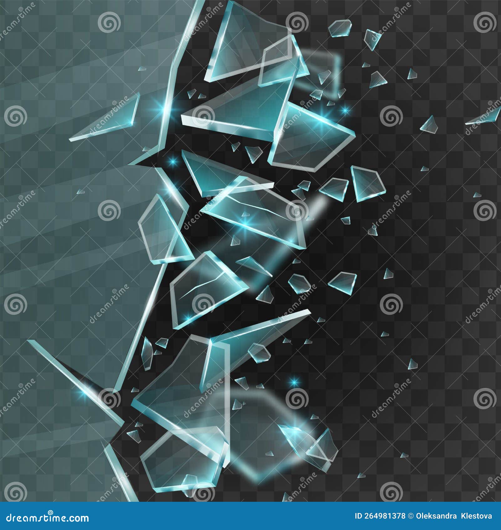 Broken Glass Shatter Explosion, Vector 3D Splinters, Sharp Ice ...